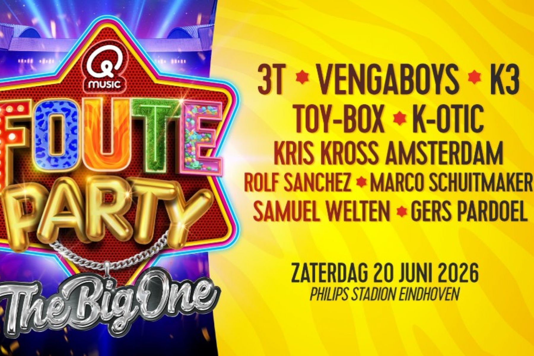 WK-wedstrijd Oranje live op groot scherm tijdens pre-show Qmusic Foute ...